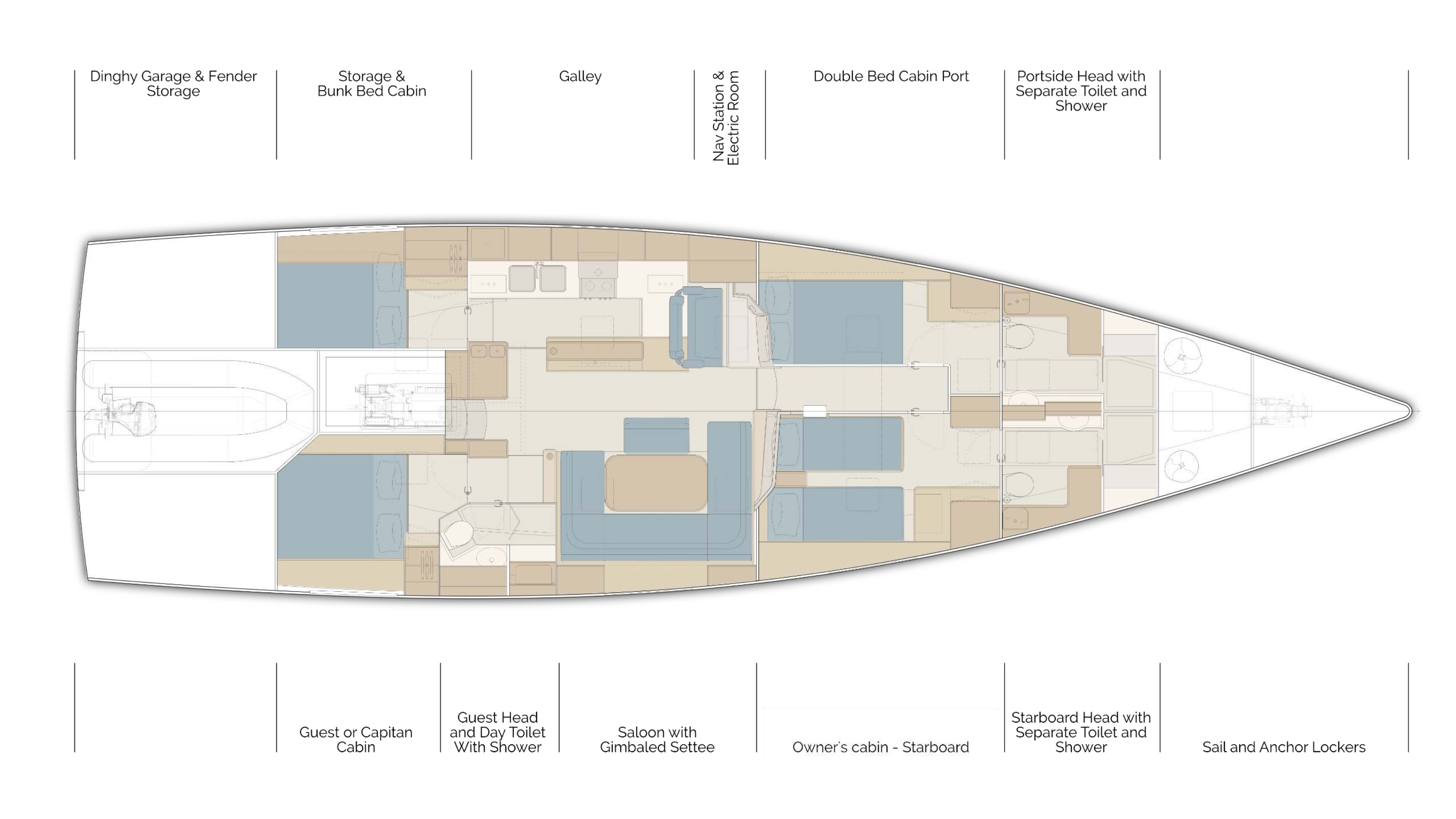 Pegasus 67 yacht – Boat layout options